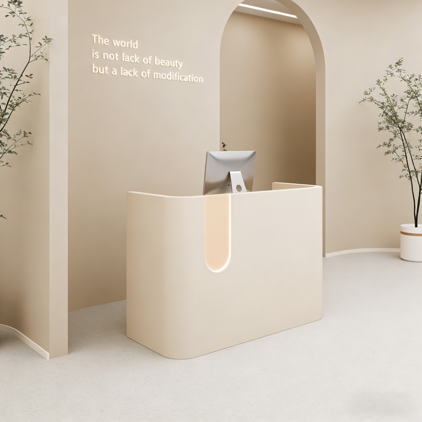 Dahlia Curve Counter Reception Desk | Premium Salon Entry